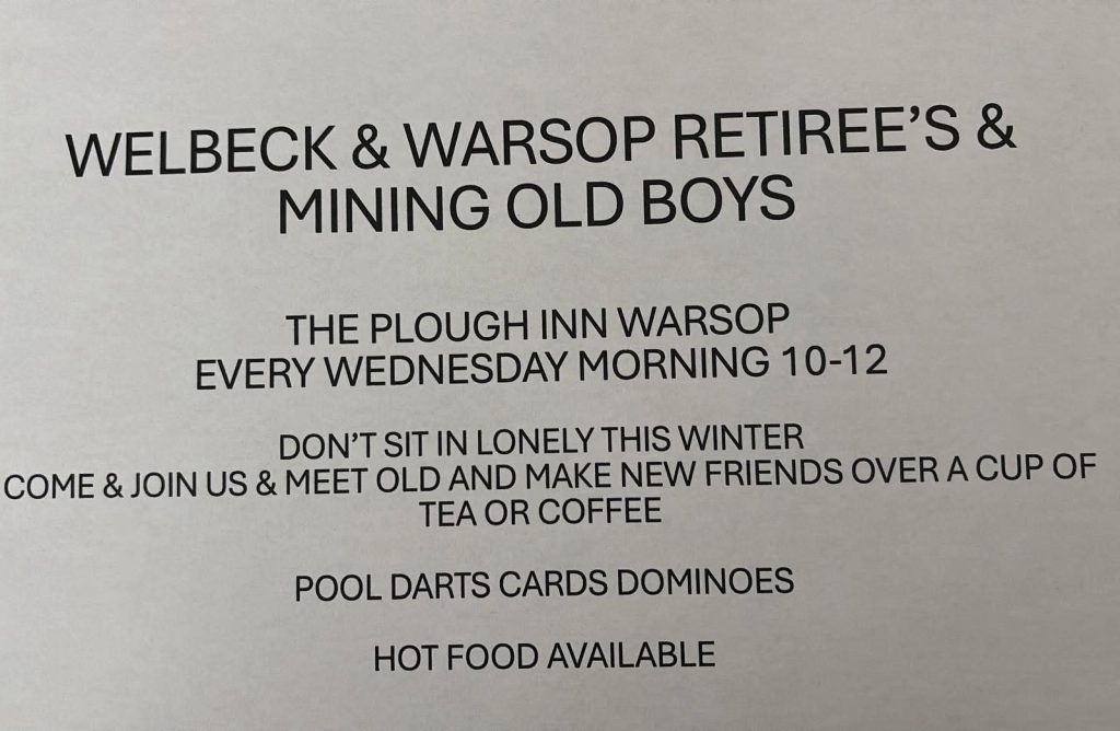 Welbeck & Warsop Retirees & Mining Old Boys – Warsop Parish Council